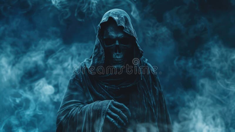 Man in Black Robe Standing Near Smoke Stock Image - Image of figure ...