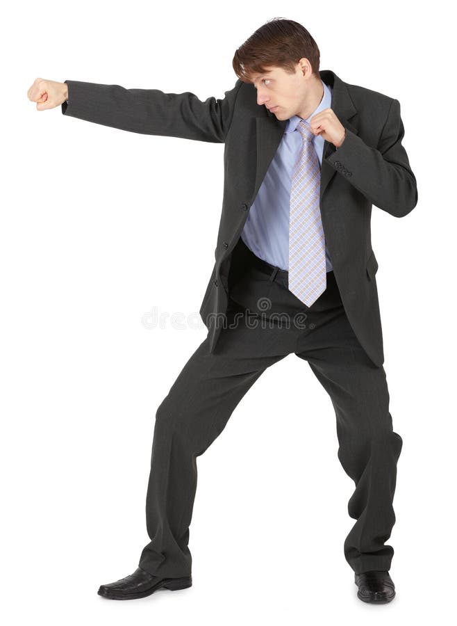 Man in Black Suit, Punching Stock Image - Image of blow, pose: 13633613