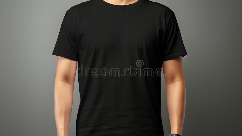 Black T Shirt Front and Back Mockup Template for Custom Design and ...