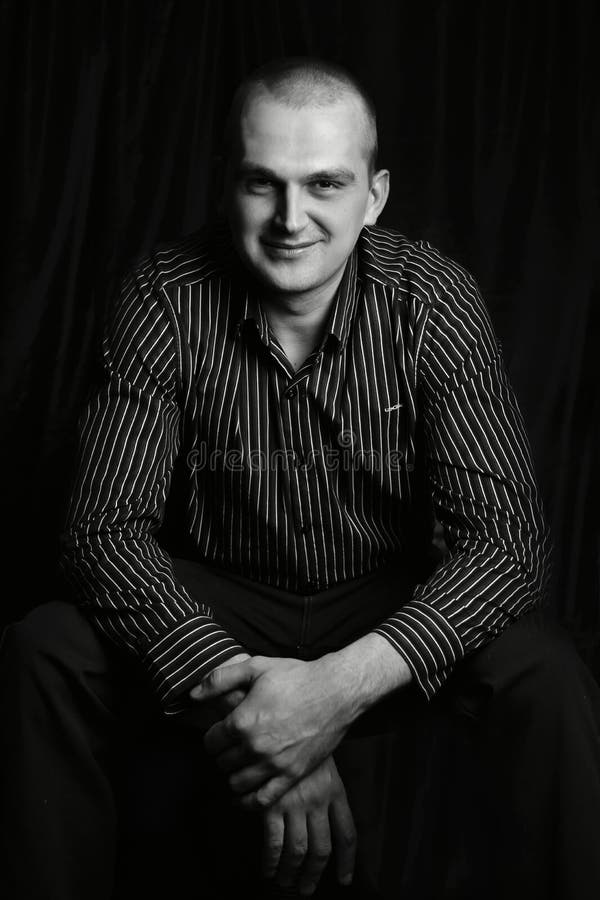 Man Black and White Studio Portrait Stock Image - Image of darkness ...