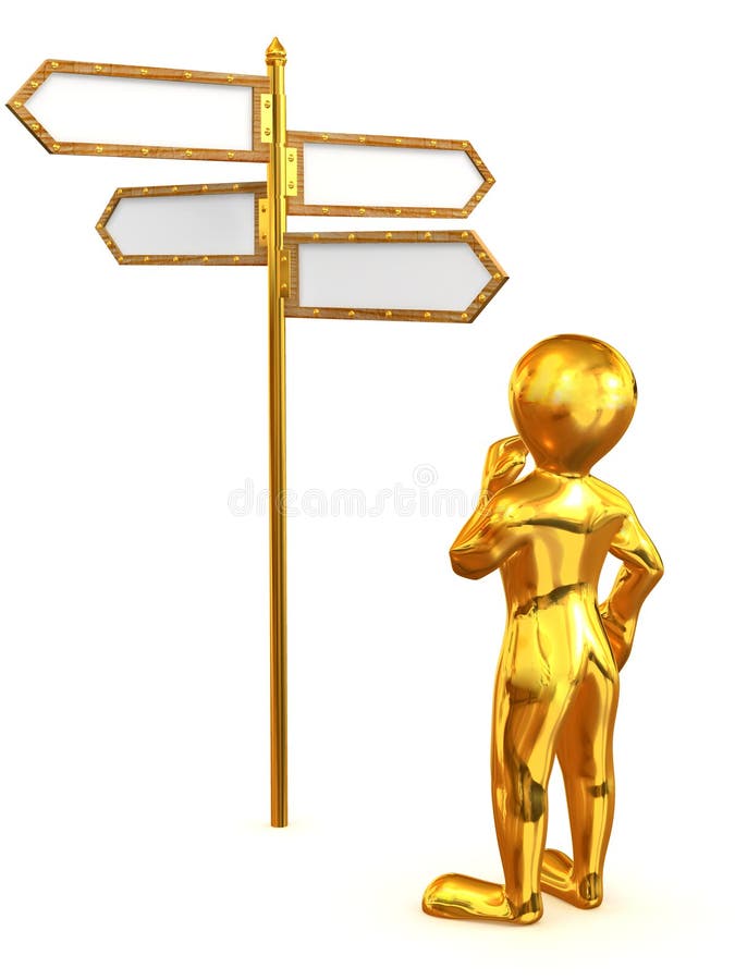 Man and Blank Arrows Directions Stock Illustration - Illustration of ...