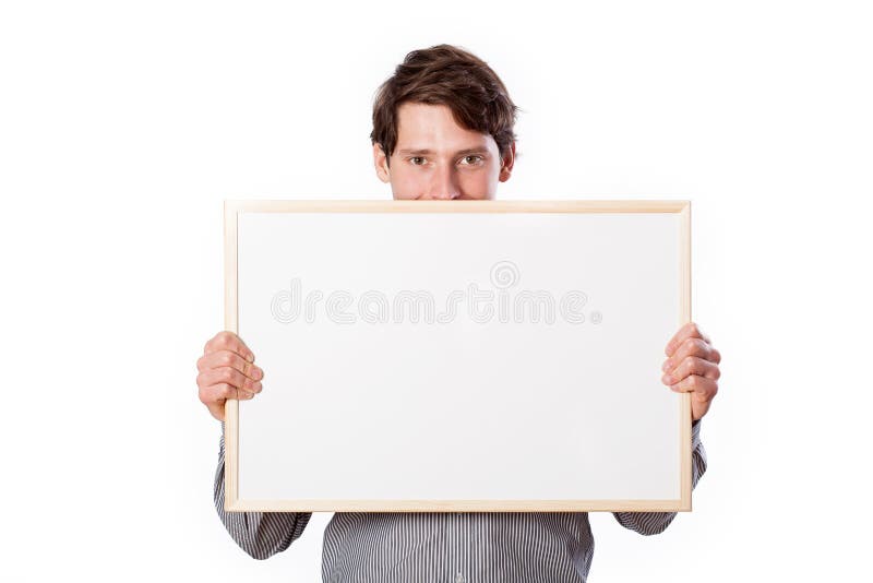 Man with blank board stock image. Image of text, adult - 38380507