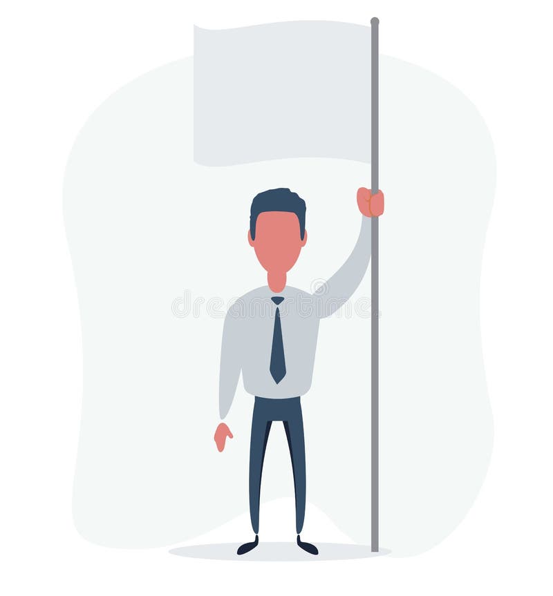 Man with Blank Flag Standing on the Top Stock Vector - Illustration of ...