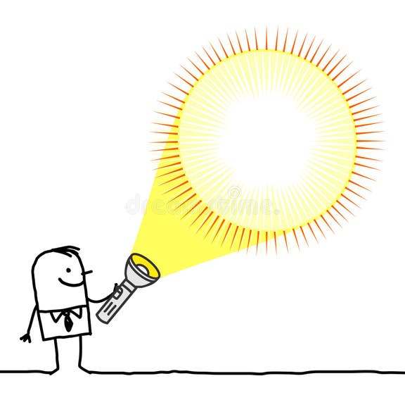 Man with blank flashlight stock vector. Illustration of draw - 14860241