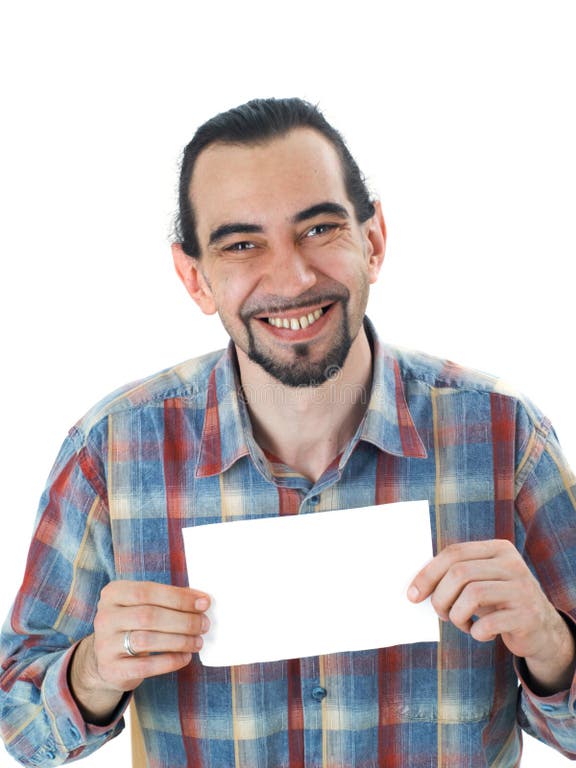 Man with blank sheet stock photo. Image of isolated, caucasian - 5517728