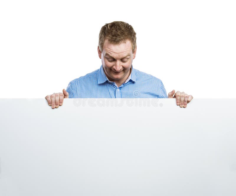 Man with blank sign board stock photo. Image of isolated - 50303528