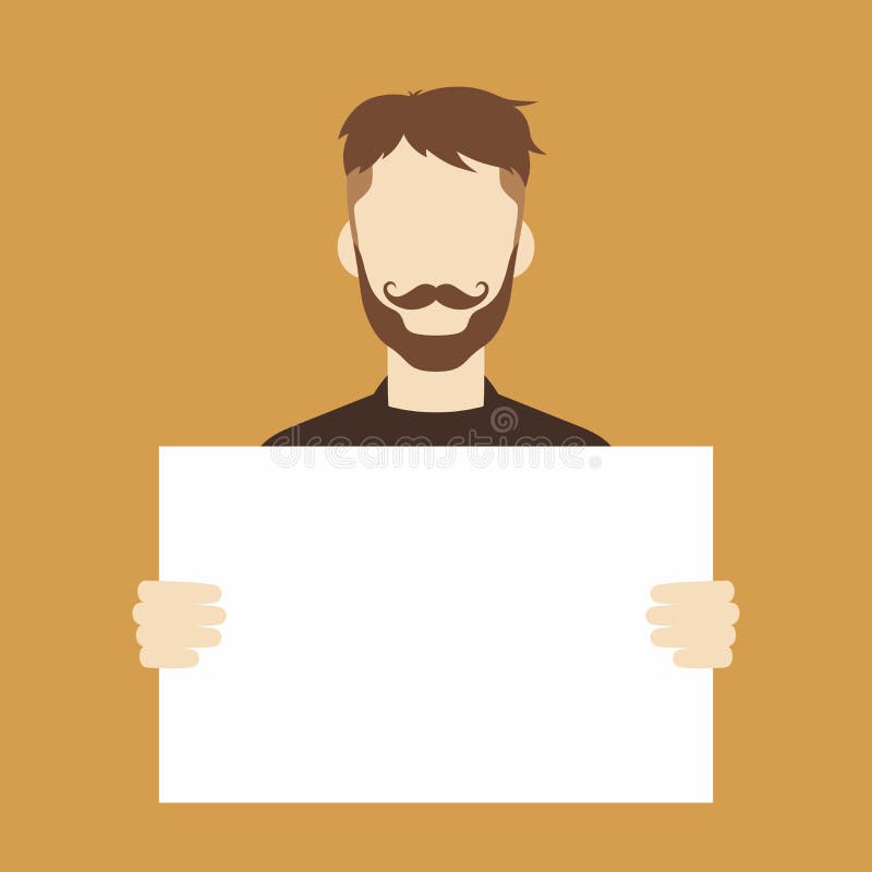 Man with blank sign stock vector. Illustration of blank - 58364665