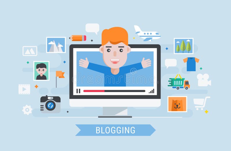 Man blogger stock vector. Illustration of film, flat - 90107045