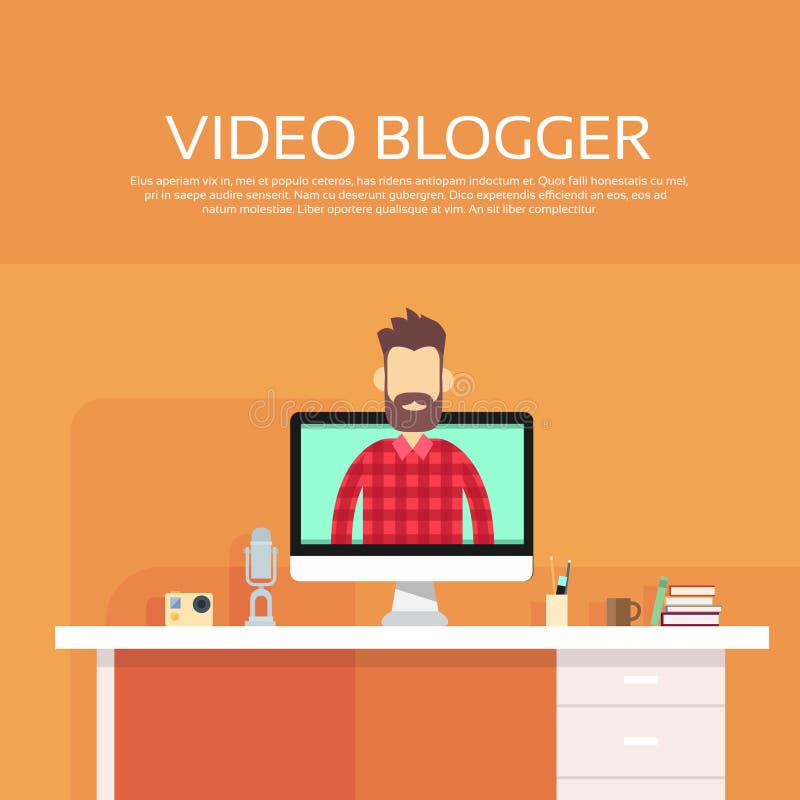 Man Blogger Hold Camera Office Interior Video Blogging Concept Stock ...