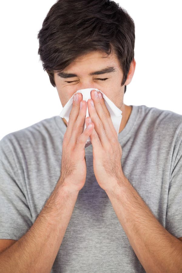 Man Blowing Nose stock image. Image of sneezing, nose - 8742593