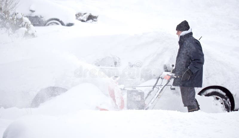 Snowblowing during Blizzard Stock Image - Image of cold, winter: 17814187