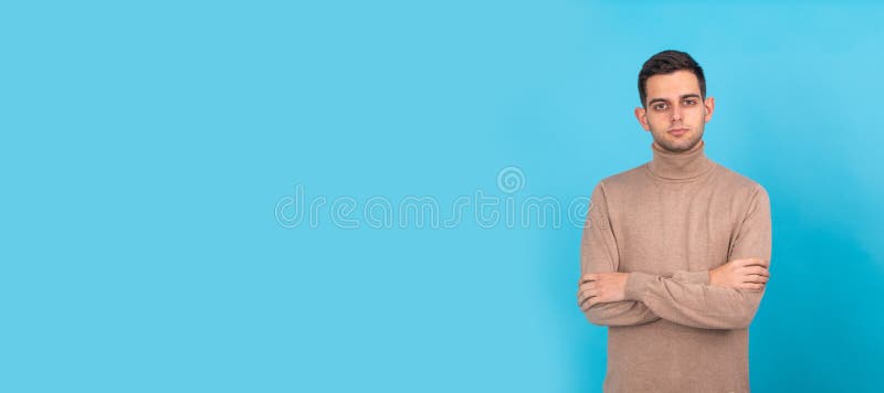 Man on blue background stock image. Image of photogenic - 234369395