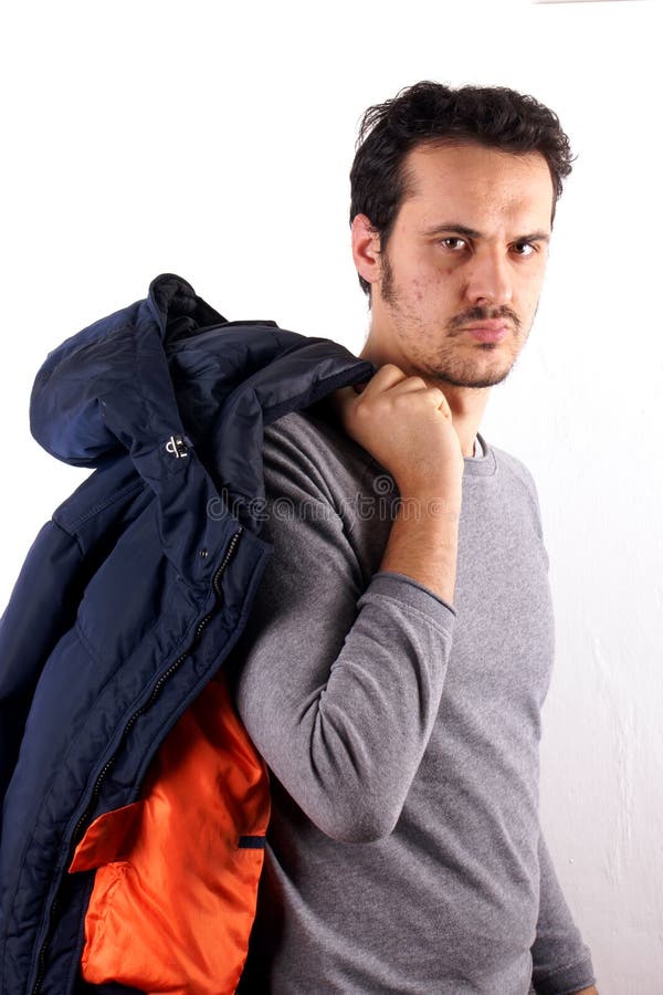 Man with blue jacket stock image. Image of handsome, adult - 49528473