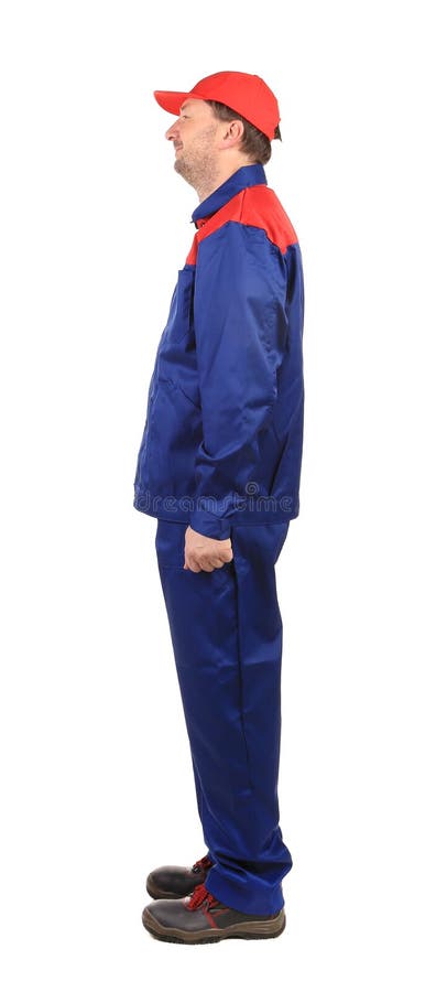 Man in Blue and Red Overalls Stock Photo - Image of male, isolated ...