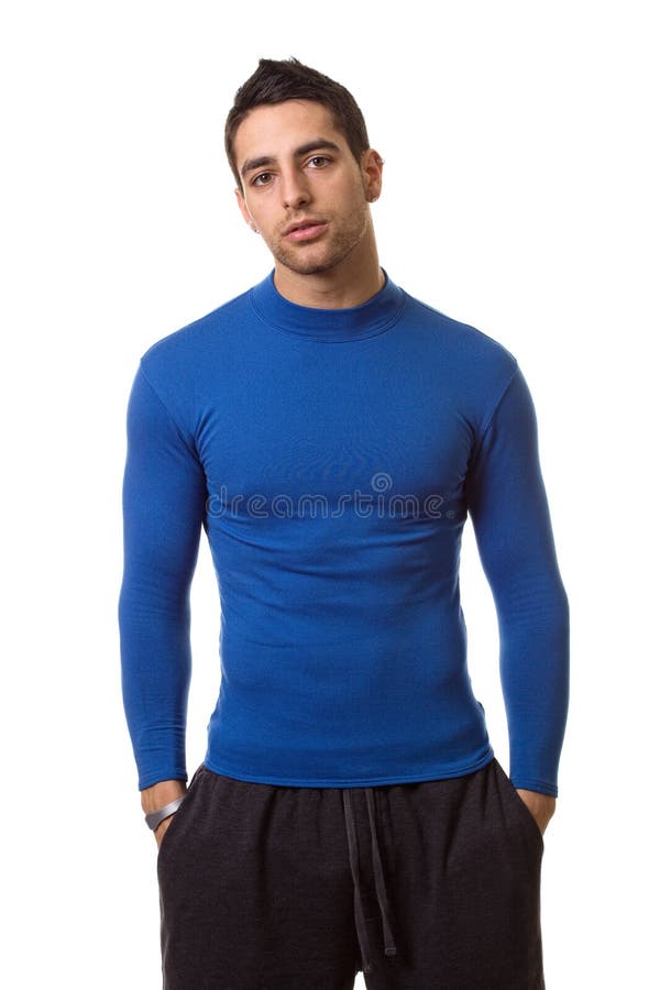 Man in Blue Shirt stock photo. Image of white, stubble - 23094986