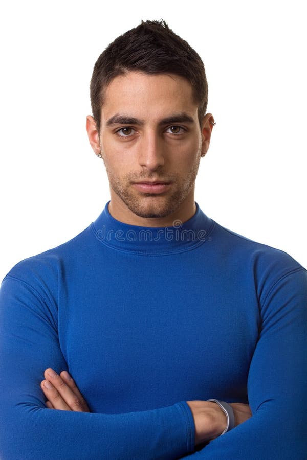 Man in Blue Shirt stock image. Image of person, muscular - 23095225