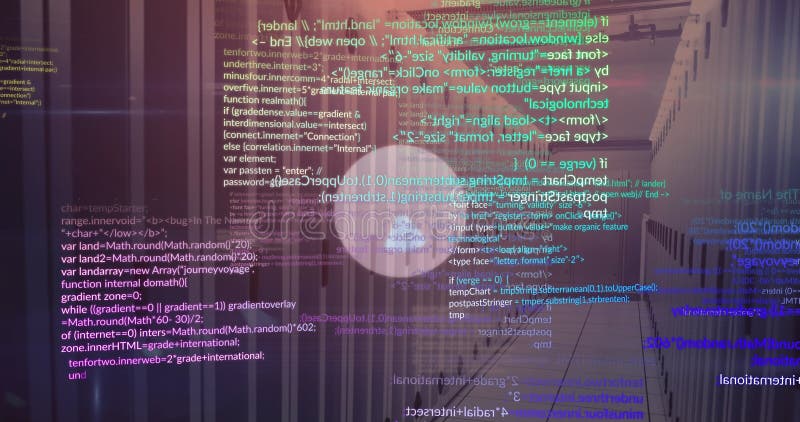 Man in Blue Shirt Typing on Laptop, Code Illuminating Face and Wall ...