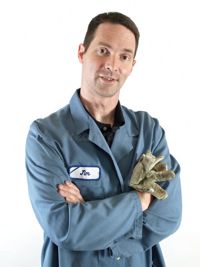 Man in Blue Smock stock image. Image of boss, working - 6654339