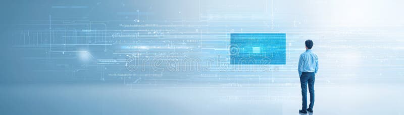 Man in Blue, Striking Portrait Against Vibrant Backdrop in Modern ...