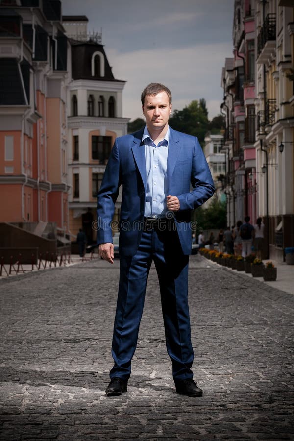 Man in blue suit stock photo. Image of people, handsome - 34133450