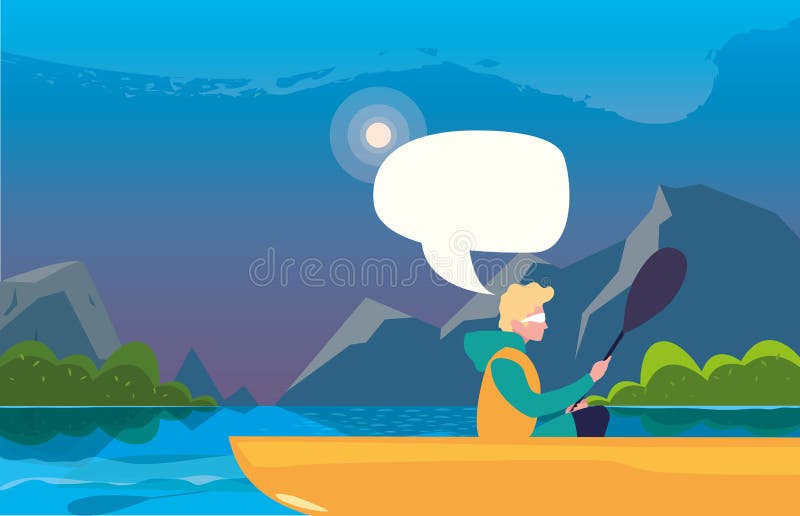 Man with Boat and Adventure Rowing Stock Illustration - Illustration of ...