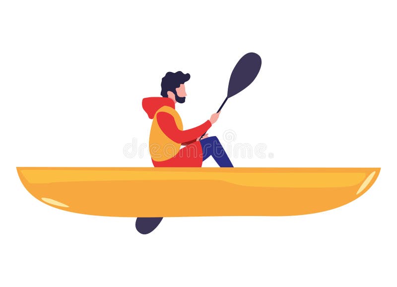 Man with Boat and Adventure Rowing Stock Illustration - Illustration of ...