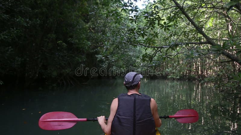 Man Boating in Kayak Along Lagoon Stock Footage - Video of lifestyle ...