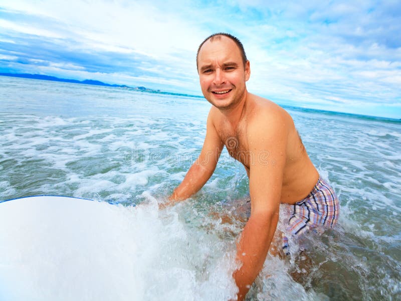 Man with body board stock photo. Image of beach, ocean - 11018732