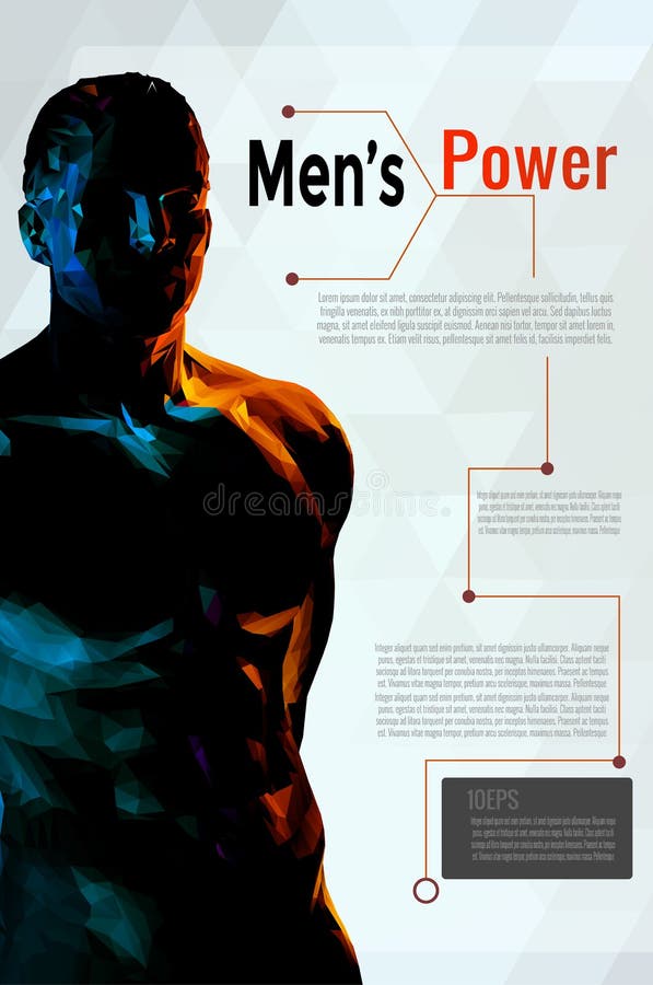 Man Body in Dark on White BG Graphic Layout Stock Vector - Illustration ...
