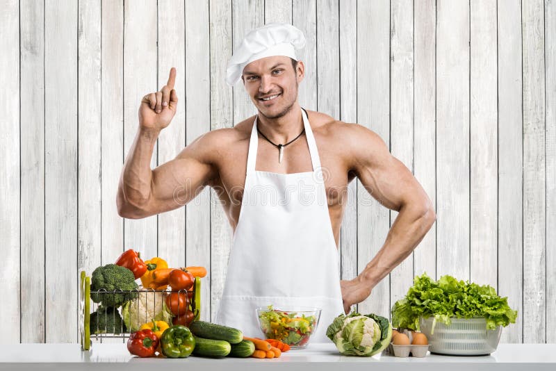 Man Bodybuilder Cooking on Kitchen Stock Photo - Image of pleasure ...