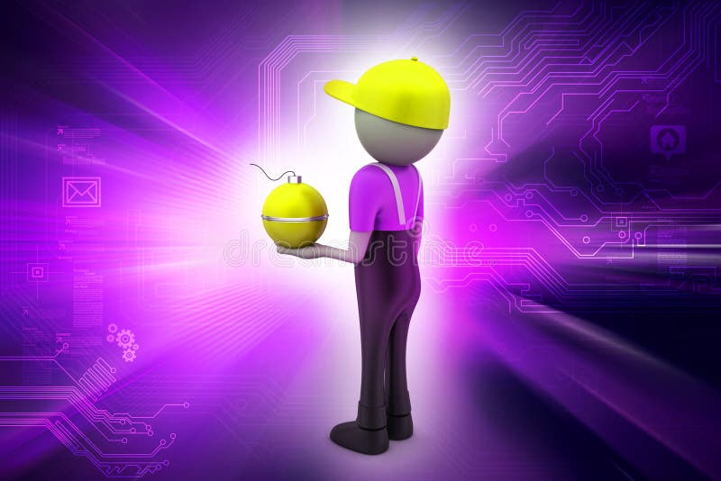Man with bomb stock illustration. Illustration of energy - 55166321