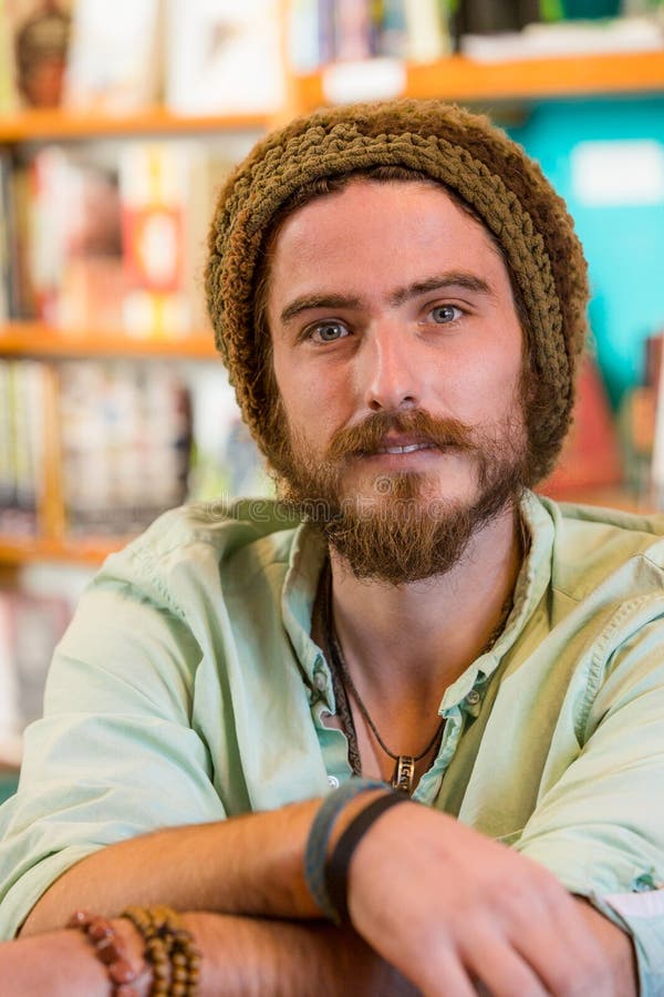 Man in Book Store or Library Stock Photo - Image of smile, mustache ...