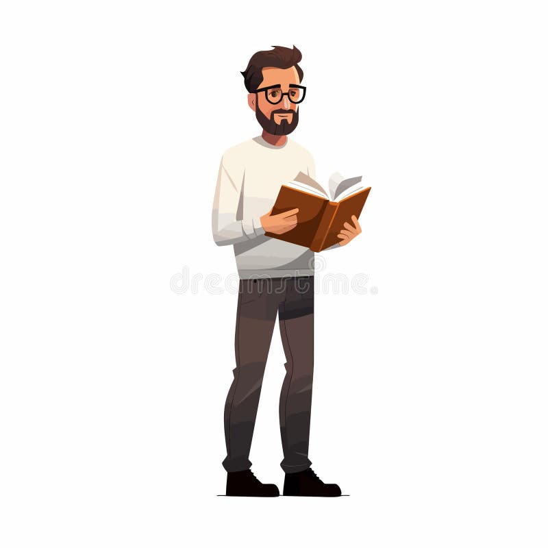 Man with Book Vector Flat Minimalistic Isolated Illustration Stock ...