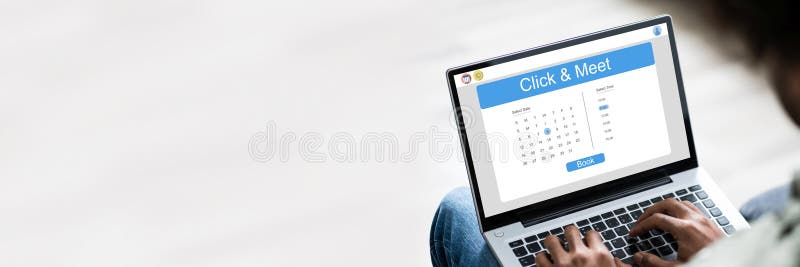 Man Booking Click and Meet Appointment on Laptop Stock Image - Image of ...