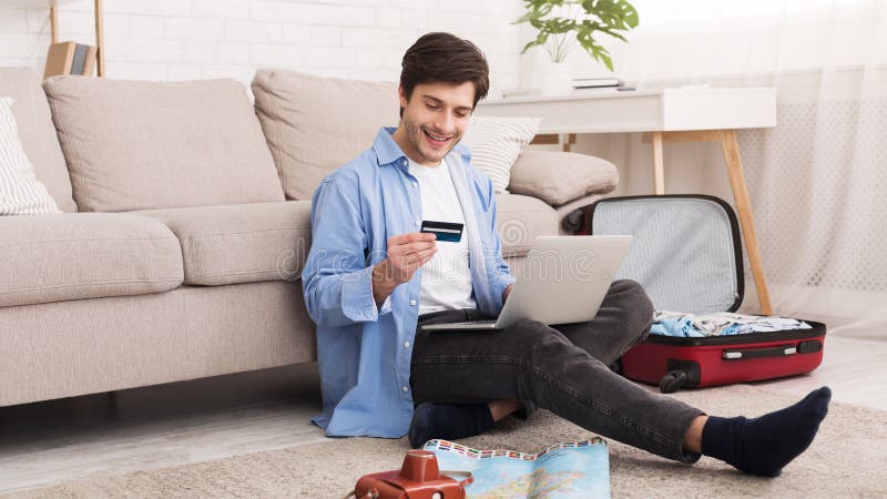 Booking Tour Online. Travel Agent Showing Credit Card Stock Photo ...