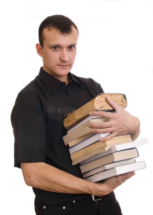 Man with books stock image. Image of knowledge, pile - 11951811