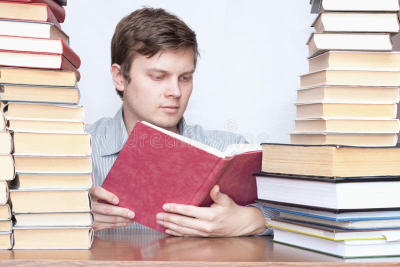Man between books stock photo. Image of face, literature - 13108474