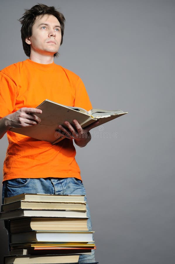 Man with books. stock image. Image of book, searching - 15693507