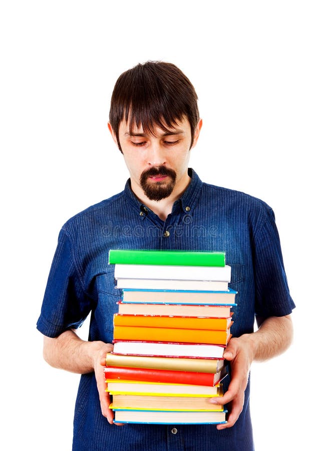 Man with a Books stock image. Image of person, hold, moustache - 89195863
