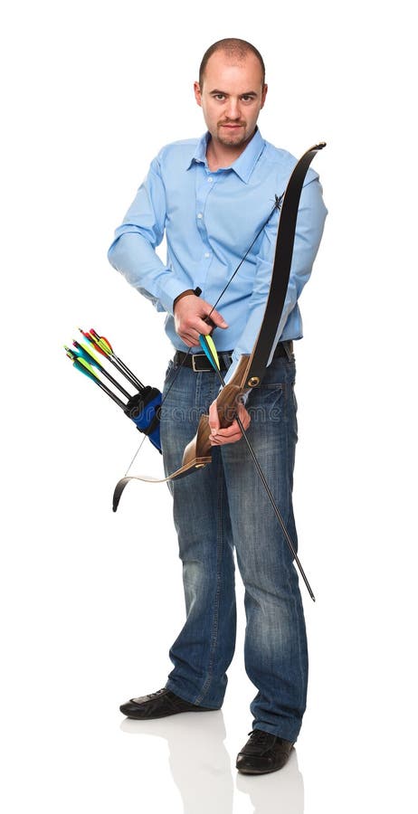 Man with bow stock photo. Image of sport, game, isolated - 19322244