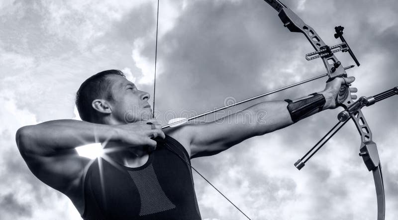 Man with bow and arrows stock photo. Image of colors - 33758278