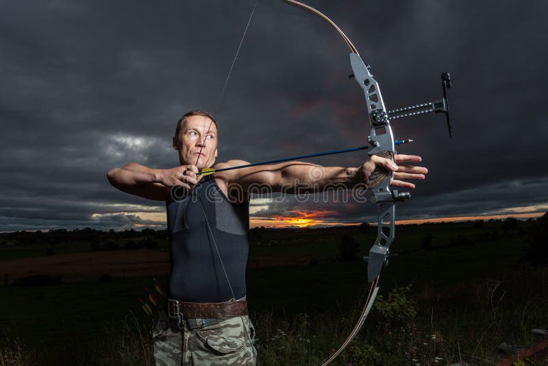 Man with bow and arrows stock image. Image of colors - 33309825