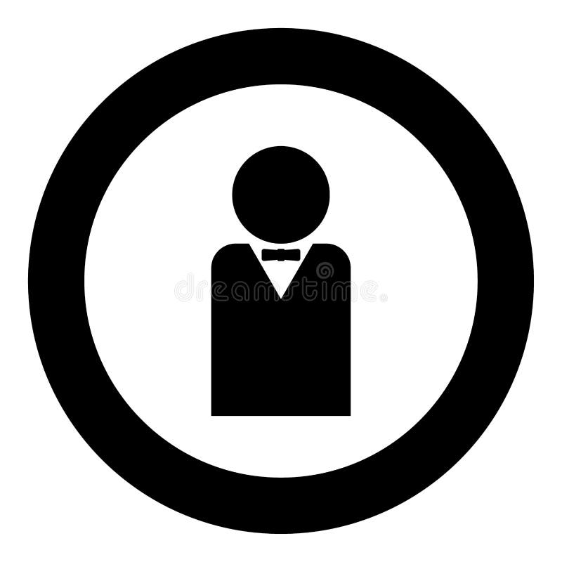 Man with Bow Tie Black Icon in Circle Stock Vector - Illustration of ...