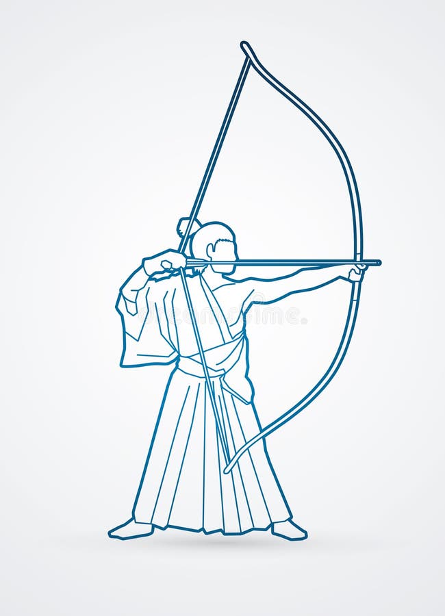 Man bowing Kyudo stock vector. Illustration of logo, attack - 89136853