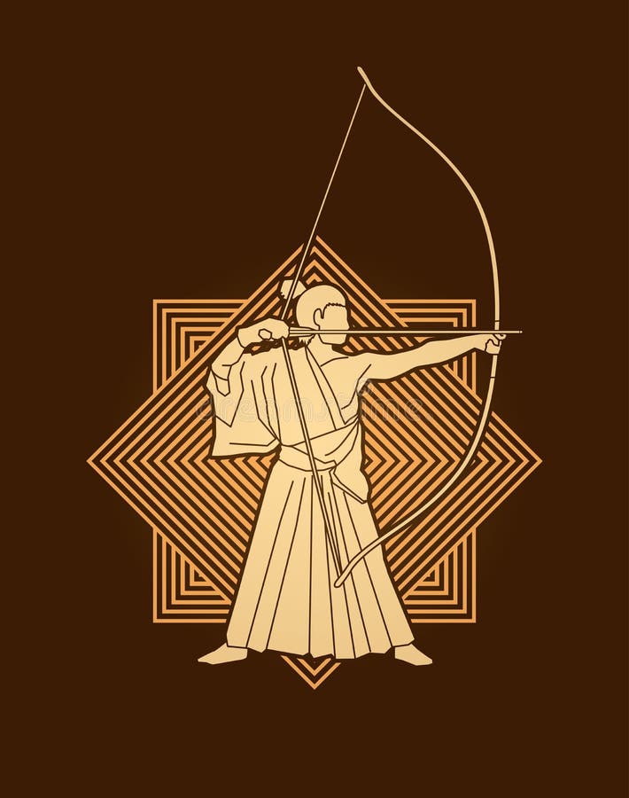 Man bowing Kyudo stock vector. Illustration of adult - 89137020