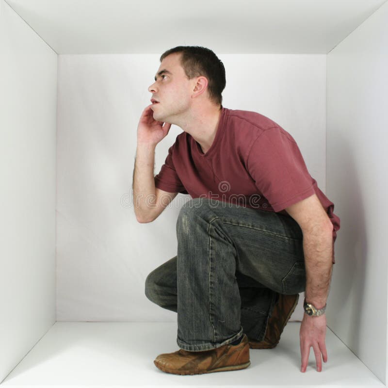 Man in a box stock image. Image of adult, push, struggle - 1550073