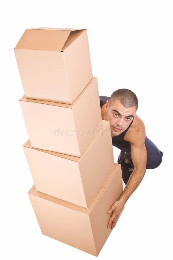 Man and box stock photo. Image of people, struggling - 16659668