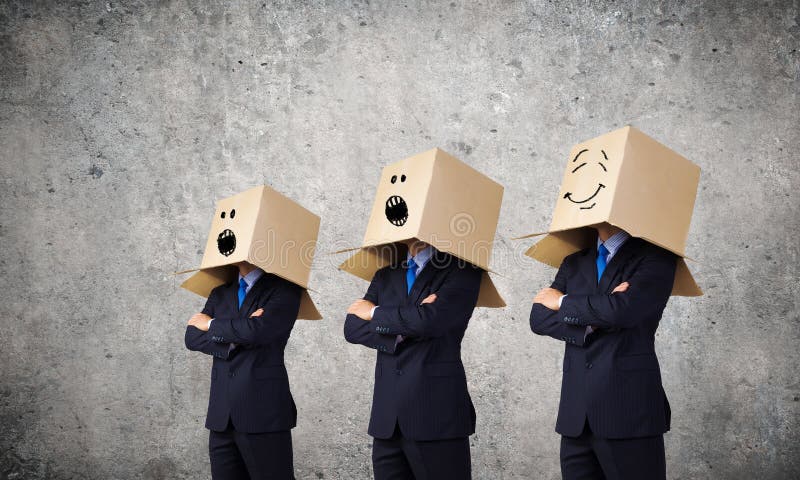 Man with box on head stock photo. Image of happy, cowardice - 44482896