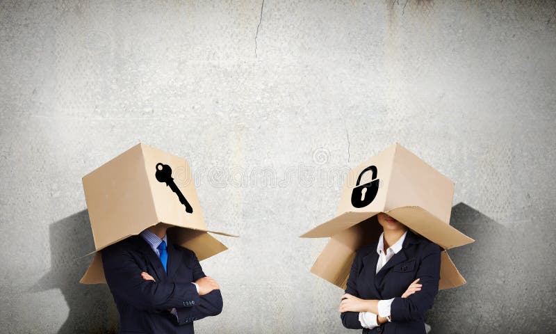Man with box on head stock photo. Image of business, pack - 44992198