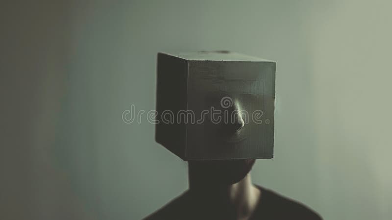 A Man with a Box on His Head and Holding Something in the Other Hand ...